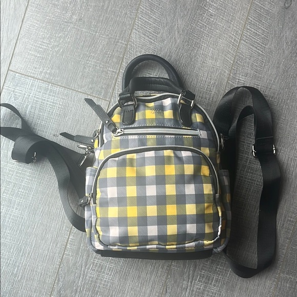 Coco + Carmen | Bags | Coco Carmen Gray And Yellow Checkered Backpack ...